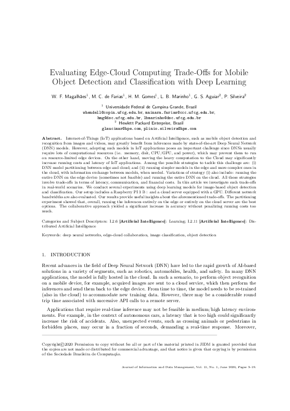 (PDF) Evaluating Edge-Cloud Computing Trade-Offs for Mobile Object Detection and Classification ...