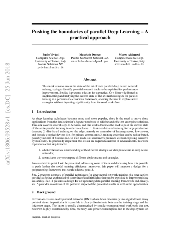 (PDF) Pushing the boundaries of parallel Deep Learning - A practical approach