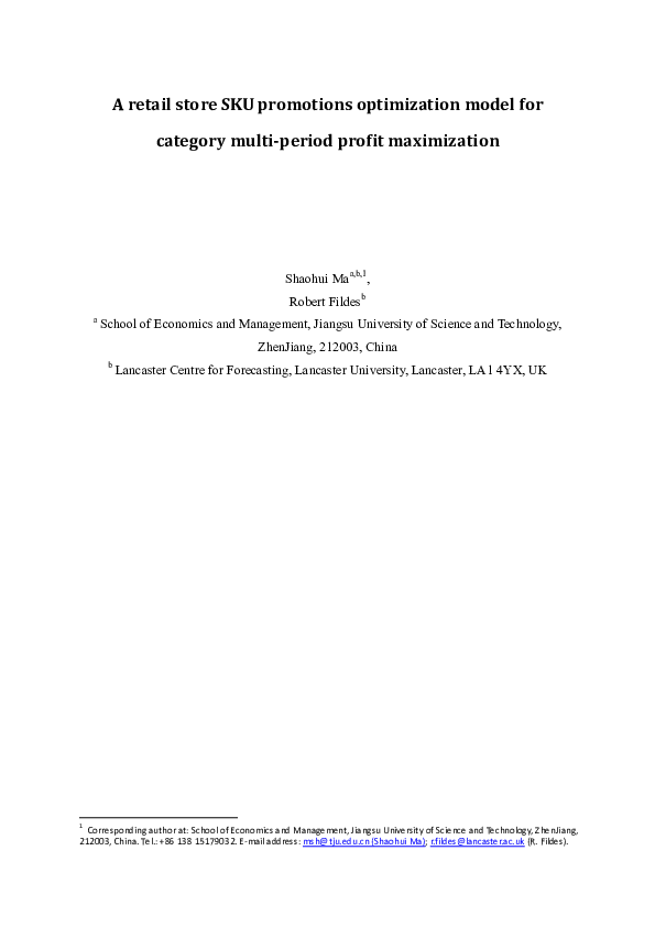 (PDF) A retail store SKU promotions optimization model for category ...