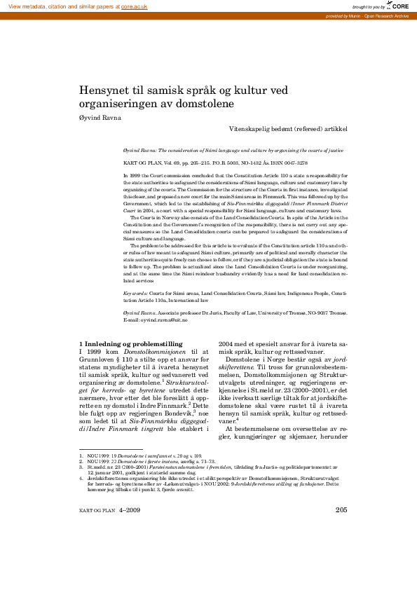 (PDF) The consideration of Sámi language and culture by organizing the ...