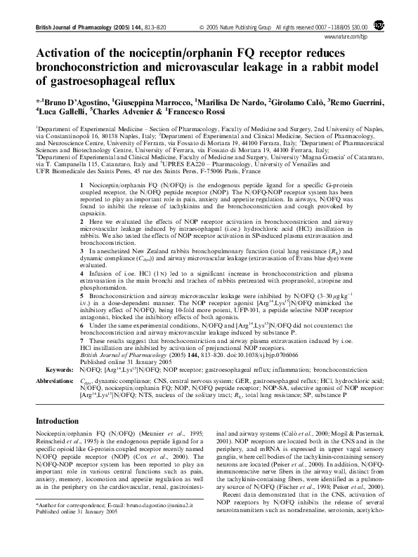 (PDF) Activation of the nociceptin/orphanin FQ receptor reduces ...