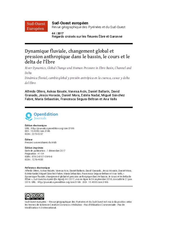 (PDF) Dynamique fluviale, changement global et pression anthropique ...