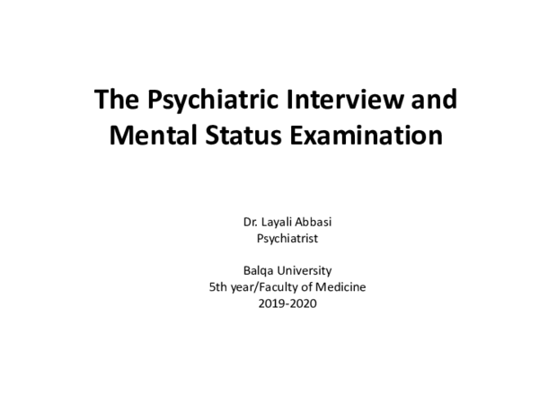 (PDF) The Psychiatric Interview and Mental Status Examination
