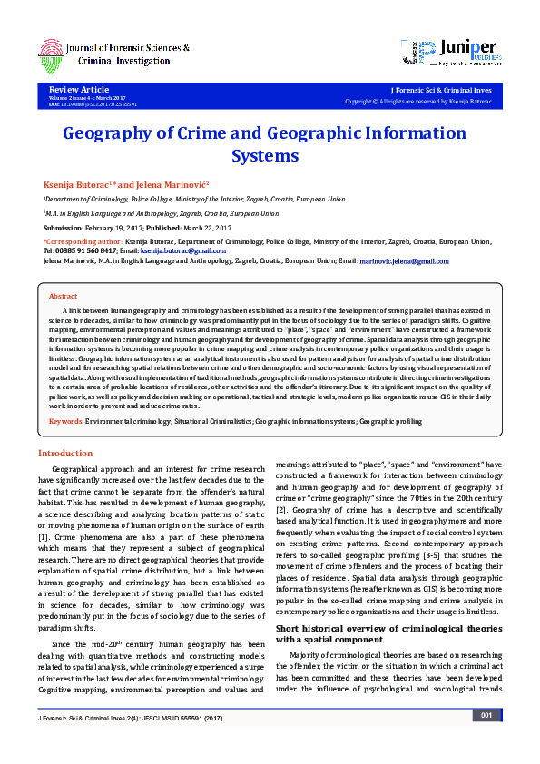 (PDF) Geography of Crime and Geographic Information Systems