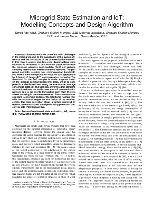 (PDF) Microgrid State Estimation and IoT: Modelling Concepts and Design ...