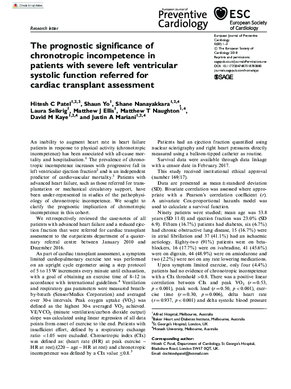 (PDF) The prognostic significance of chronotropic incompetence in ...