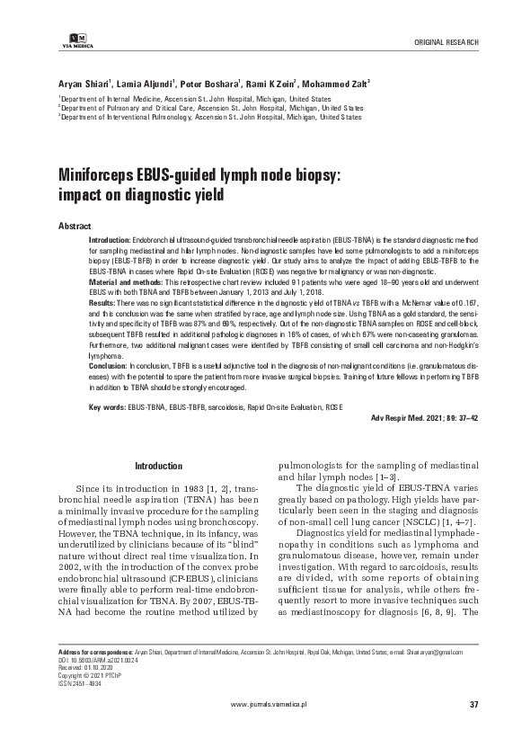(PDF) Miniforceps EBUS-Guided Lymph Node Biopsy: Impact on Diagnostic Yield