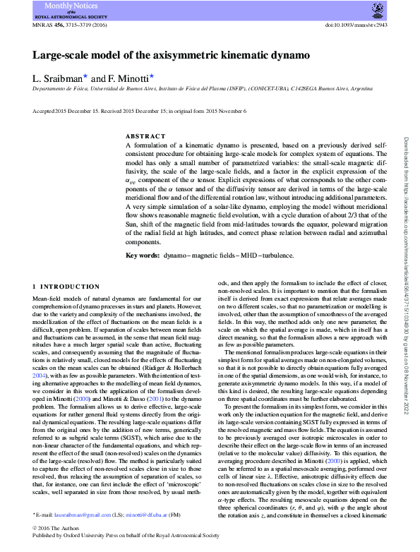 (PDF) Large-scale model of the axisymmetric kinematic dynamo