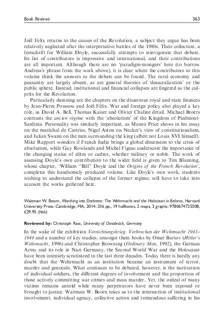 (PDF) Waitman W. Beorn, Marching into Darkness: The Wehrmacht and the ...