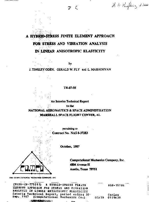 Pdf A Hybrid Stress Finite Element Approach For Stress And Vibration Analysis In Linear