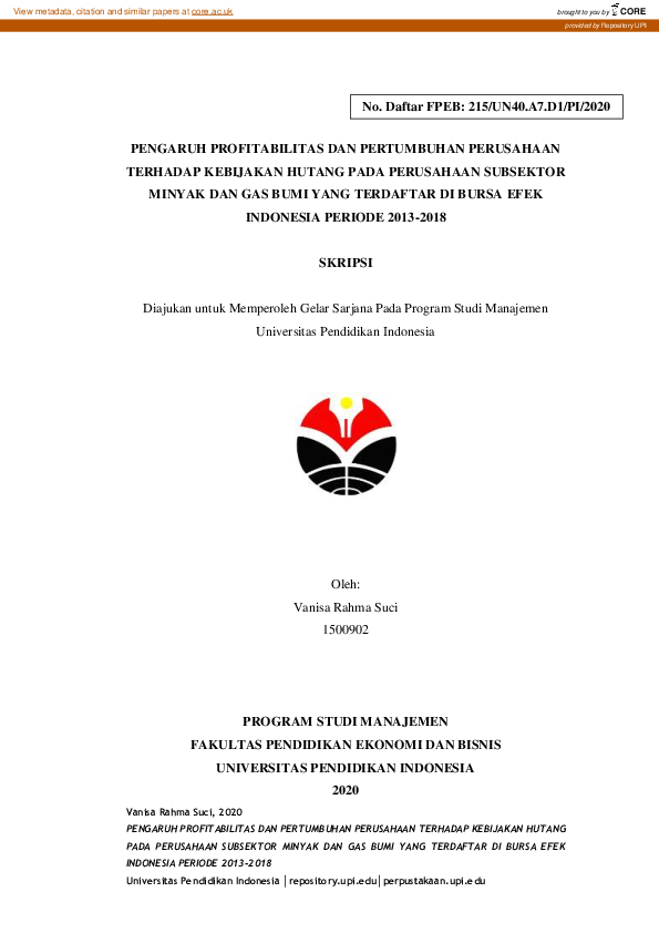 (PDF) Pengaruh Profitabilitas Dan Pertumbuhan Perusahaan Terhadap ...