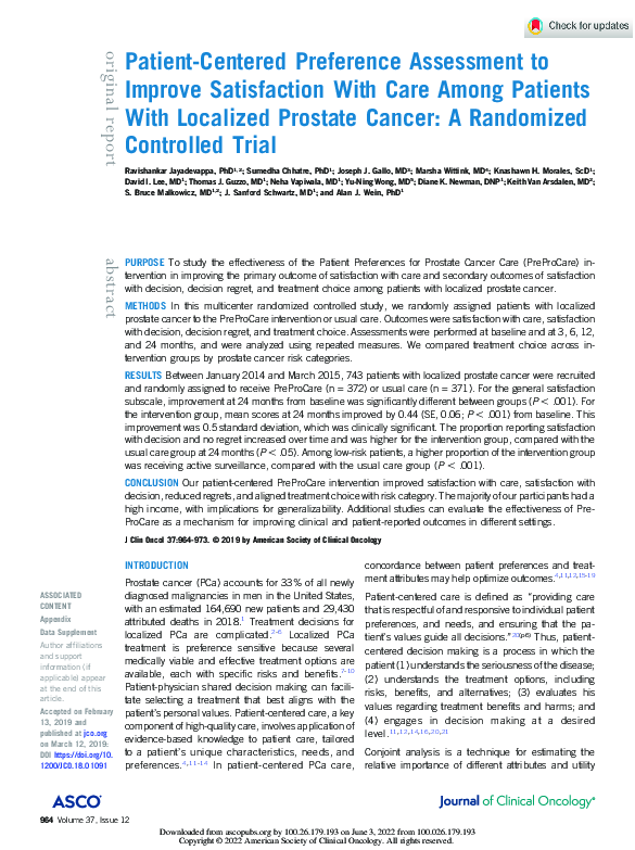 (PDF) Improving Satisfaction in Localized Prostate Cancer Care