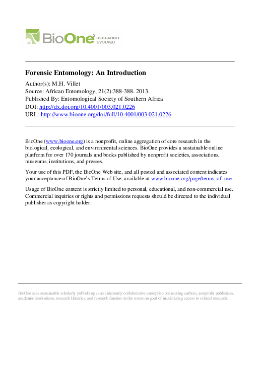 (PDF) Forensic Entomology: An IntroductionForensic Entomology: An ...