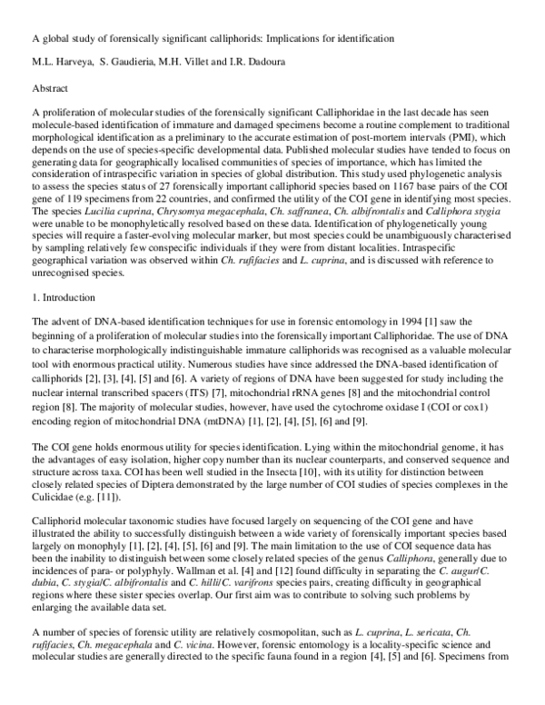 (PDF) A global study of forensically significant calliphorids ...