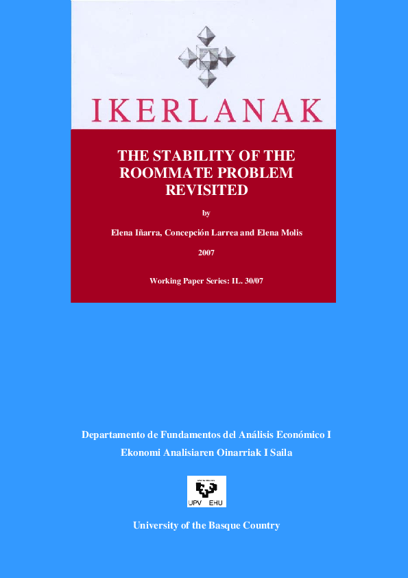 (PDF) The stability of the roommate problem revisited | Elena Iñarra ...