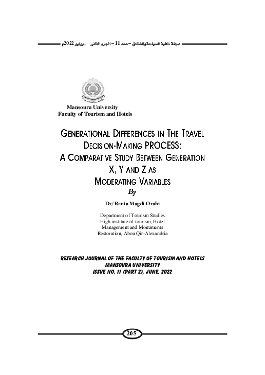 (PDF) Generational Differences in the Travel Decision-Making Process: A ...