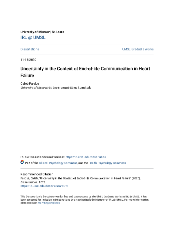 (PDF) Uncertainty in the Context of End-of-life Communication in Heart ...