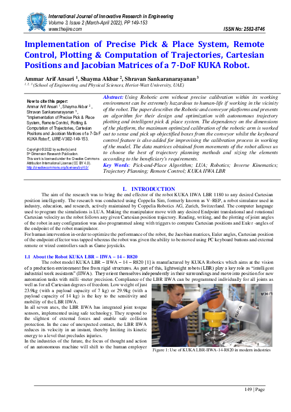 (PDF) Implementation of Precise Pick & Place System, Remote Control ...