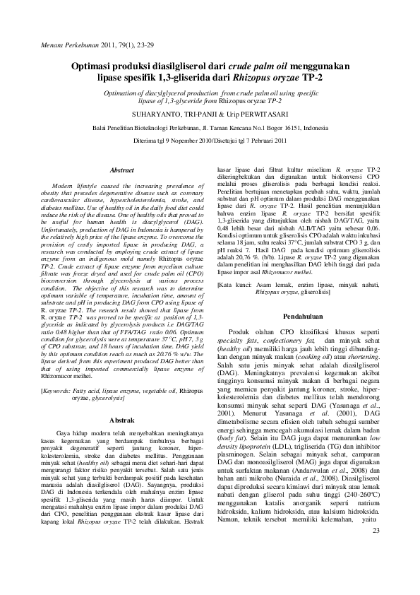 (PDF) Optimasi produksi diasilgliserol dari crude palm oil menggunakan ...