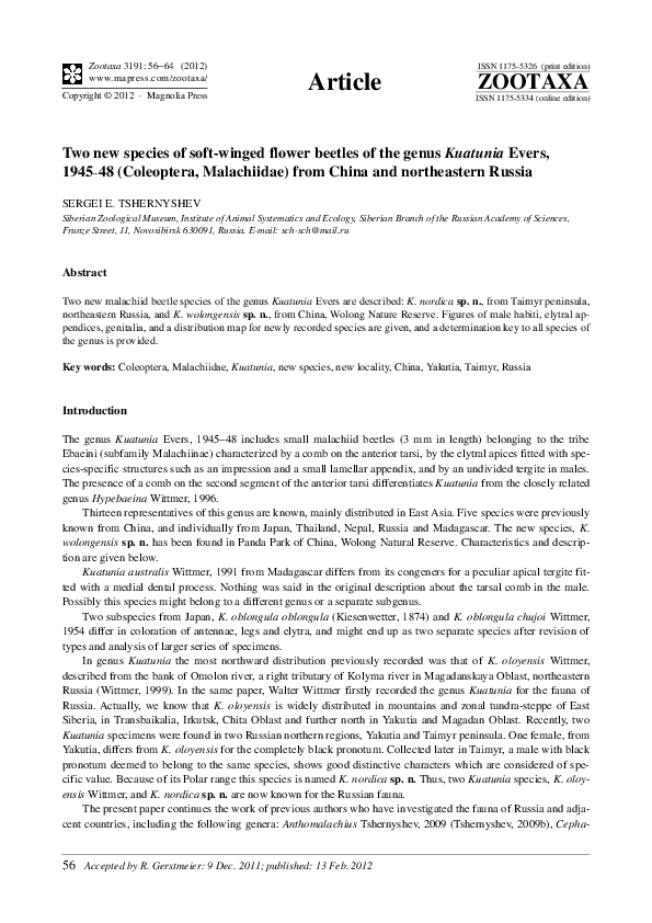 (PDF) Two new species of soft-winged flower beetles of the genus ...