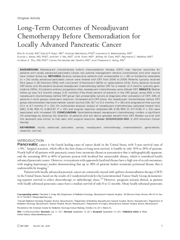 (PDF) Long-term outcomes of neoadjuvant chemotherapy before chemoradiation for locally advanced ...