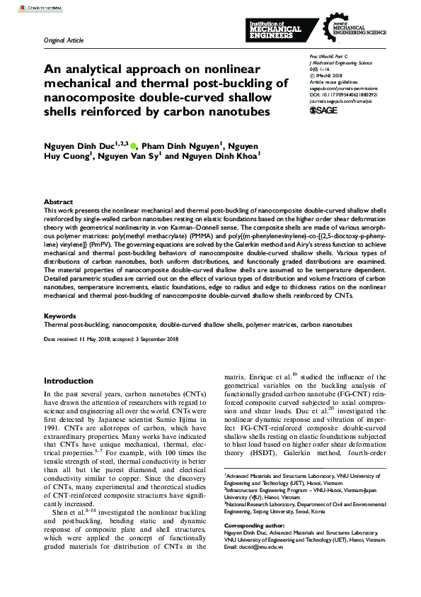 (PDF) An analytical approach on nonlinear mechanical and thermal post ...
