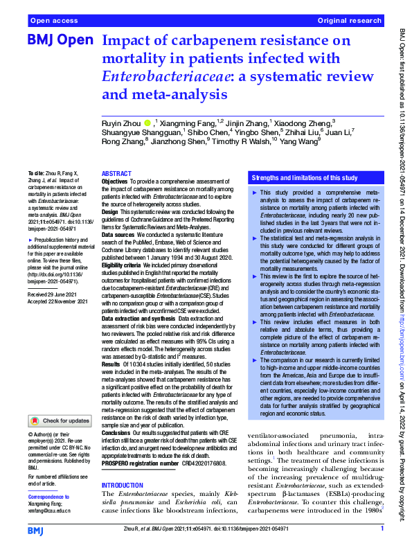 (PDF) Impact of carbapenem resistance on mortality in patients infected with Enterobacteriaceae ...
