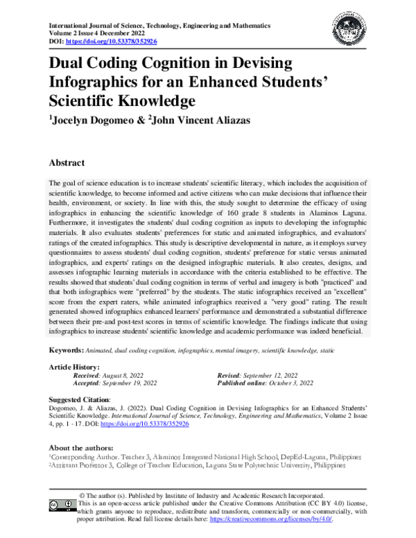 (PDF) Dual Coding Cognition in Devising Infographics for an Enhanced ...