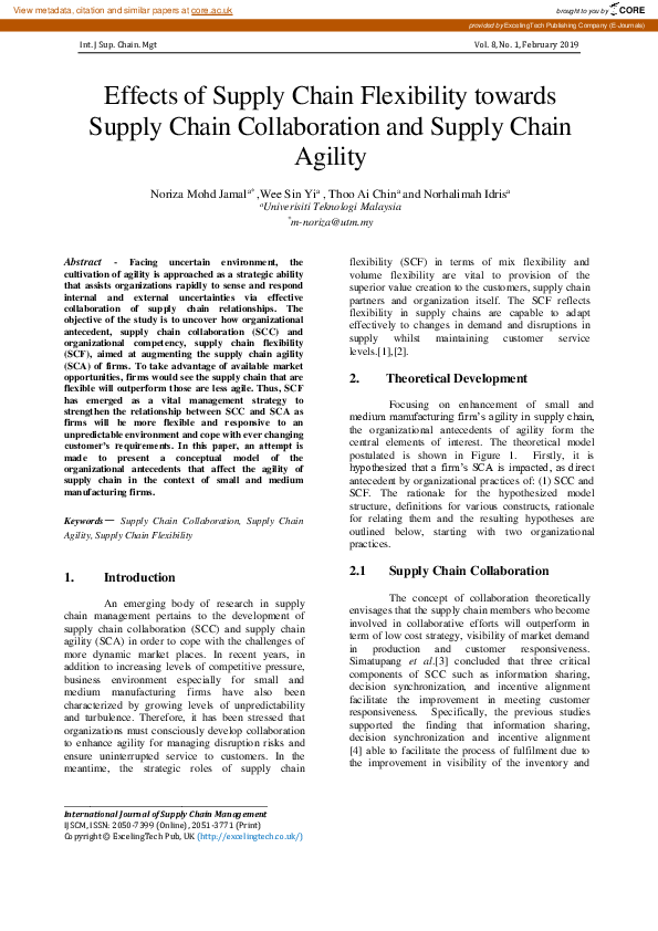 (PDF) Effects of Supply Chain Flexibility towards Supply Chain ...