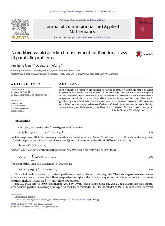 Pdf A Modified Weak Galerkin Finite Element Method For A Class Of