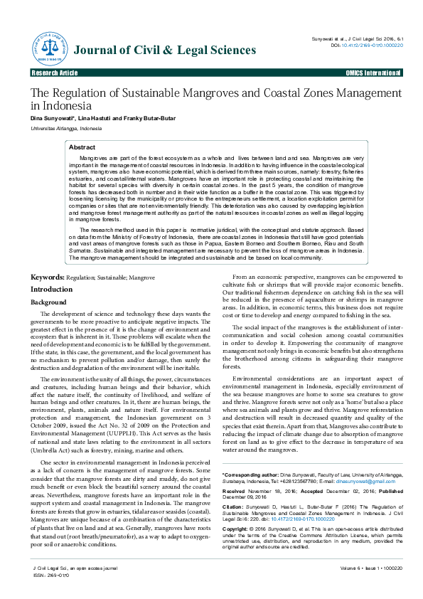 (PDF) The Regulation of Sustainable Mangroves and Coastal Zones ...