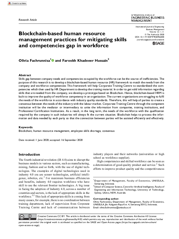 (PDF) Blockchain Framework for Bridging Workforce Skills Gap