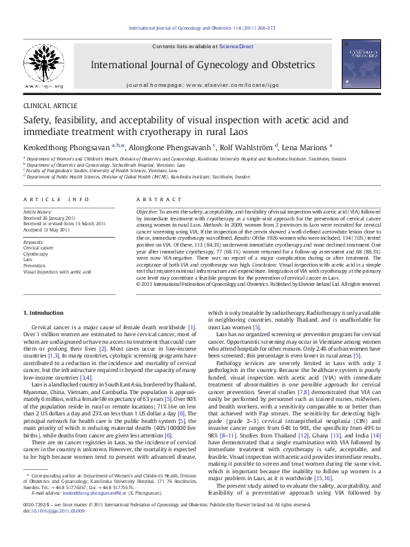 (PDF) Safety, feasibility, and acceptability of visual inspection with ...