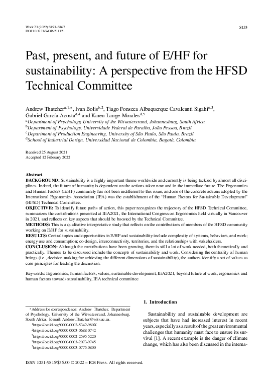(PDF) Past, present, and future of E/HF for sustainability: A ...