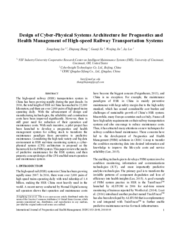 (PDF) Design of Cyber-Physical Systems Architecture for Prognostics and Health Management of ...