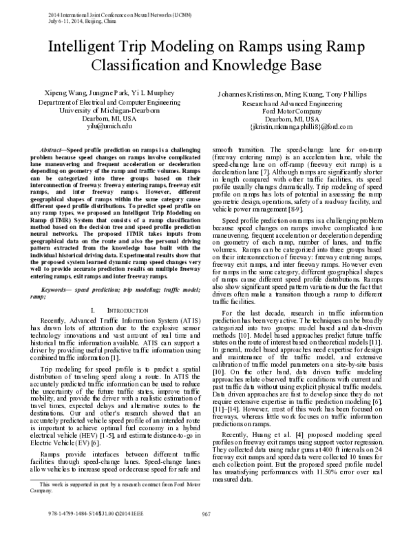 (PDF) Intelligent Trip Modeling on Ramps using ramp classification and ...