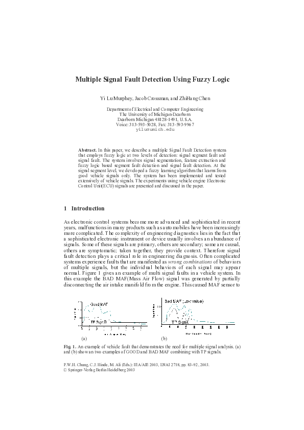 (PDF) Multiple Signal Fault Detection Using Fuzzy Logic