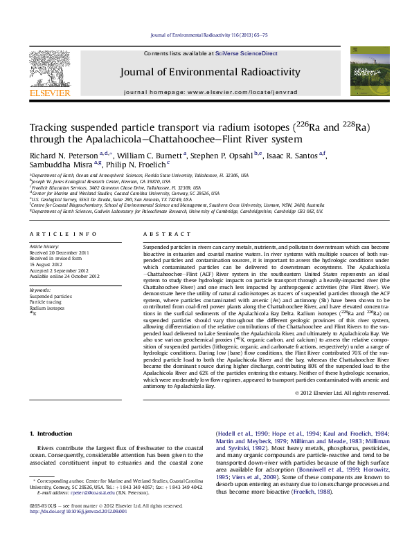(PDF) Tracking suspended particle transport via radium isotopes (226Ra ...