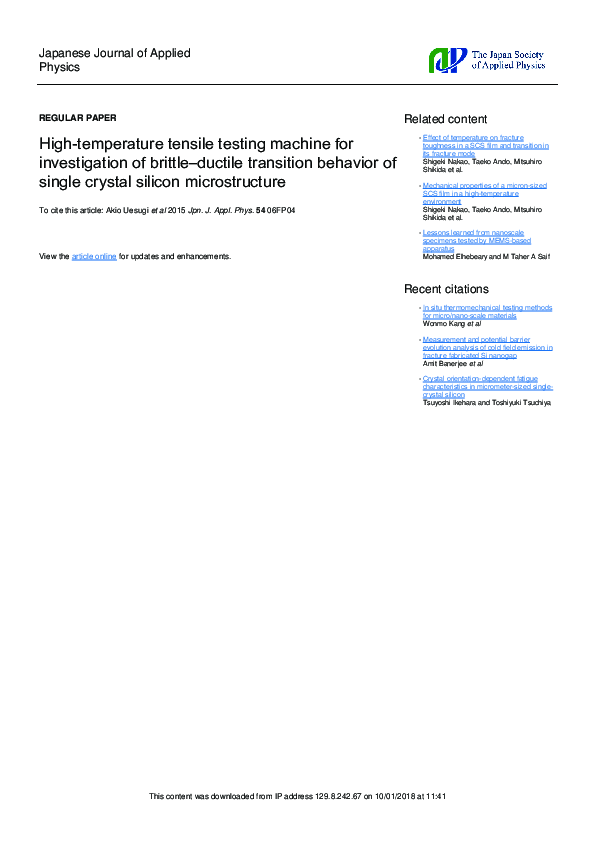(PDF) High-temperature tensile testing machine for investigation of ...