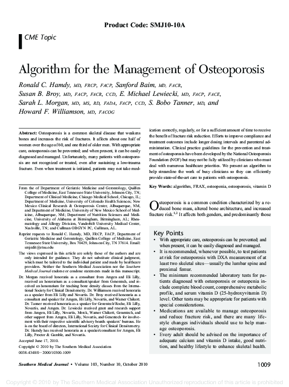 (PDF) Algorithm for the Management of Osteoporosis | Alexandre Godoy ...