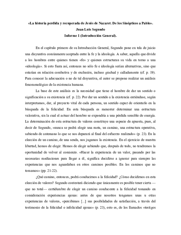 (DOC) Juan Luis Segundo: «La historia perdida y recuperada de Jesús de ...