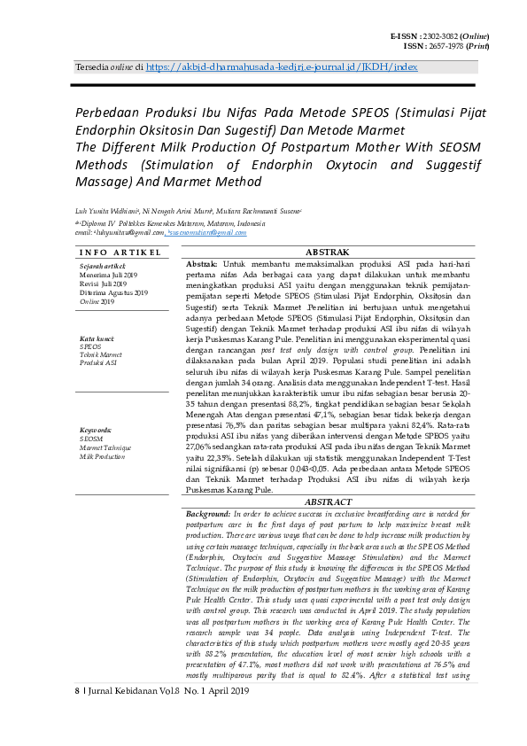 (PDF) Perbedaan Produksi Ibu Nifas Pada Metode SPEOS (Stimulasi Pijat ...