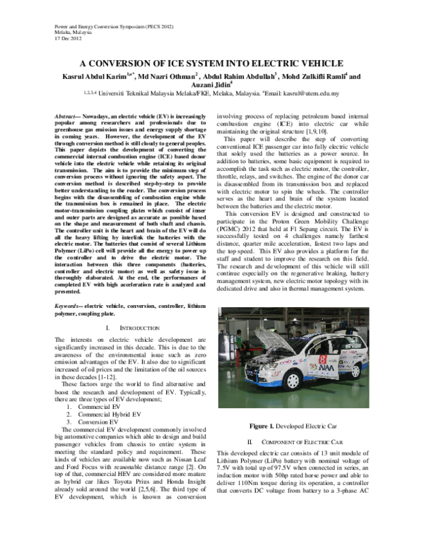(PDF) A Conversion of Ice System Into Electric Vehicle