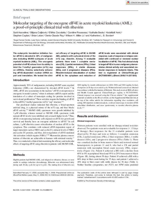 (PDF) Molecular targeting of the oncogene eIF4E in acute myeloid ...