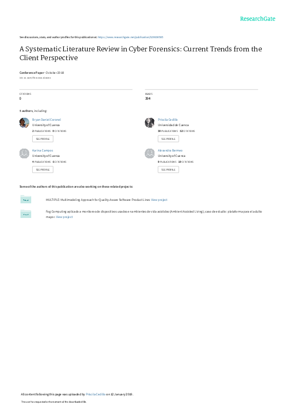 (PDF) A Systematic Literature Review in Cyber Forensics: Current Trends from the Client Perspective