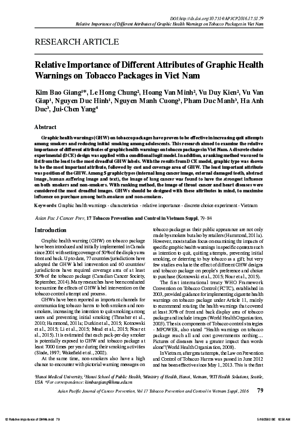 (PDF) Relative Importance of Different Attributes of Graphic Health ...