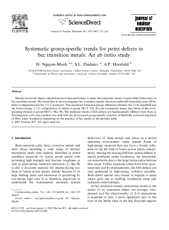 (PDF) Systematic group-specific trends for point defects in bcc ...