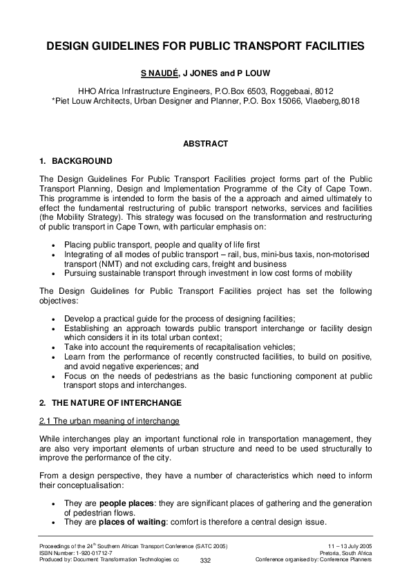 (PDF) Design guidelines for public transport facilities