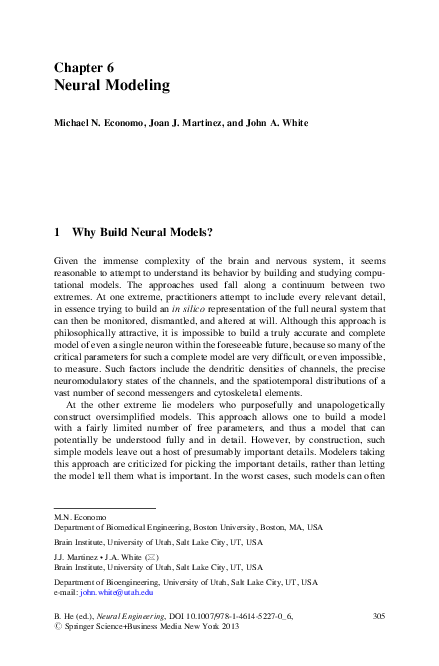 (PDF) Chapter 6 Neural Modeling