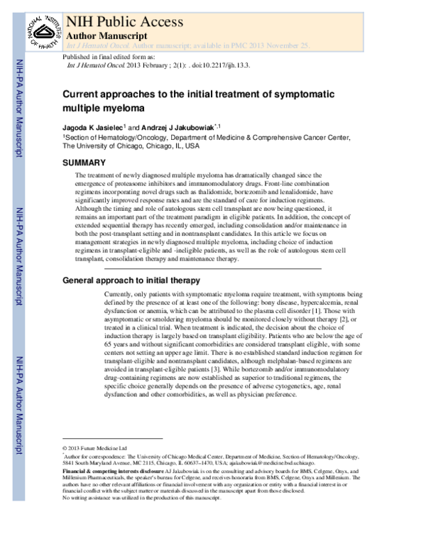 (PDF) Current approaches to the initial treatment of symptomatic ...
